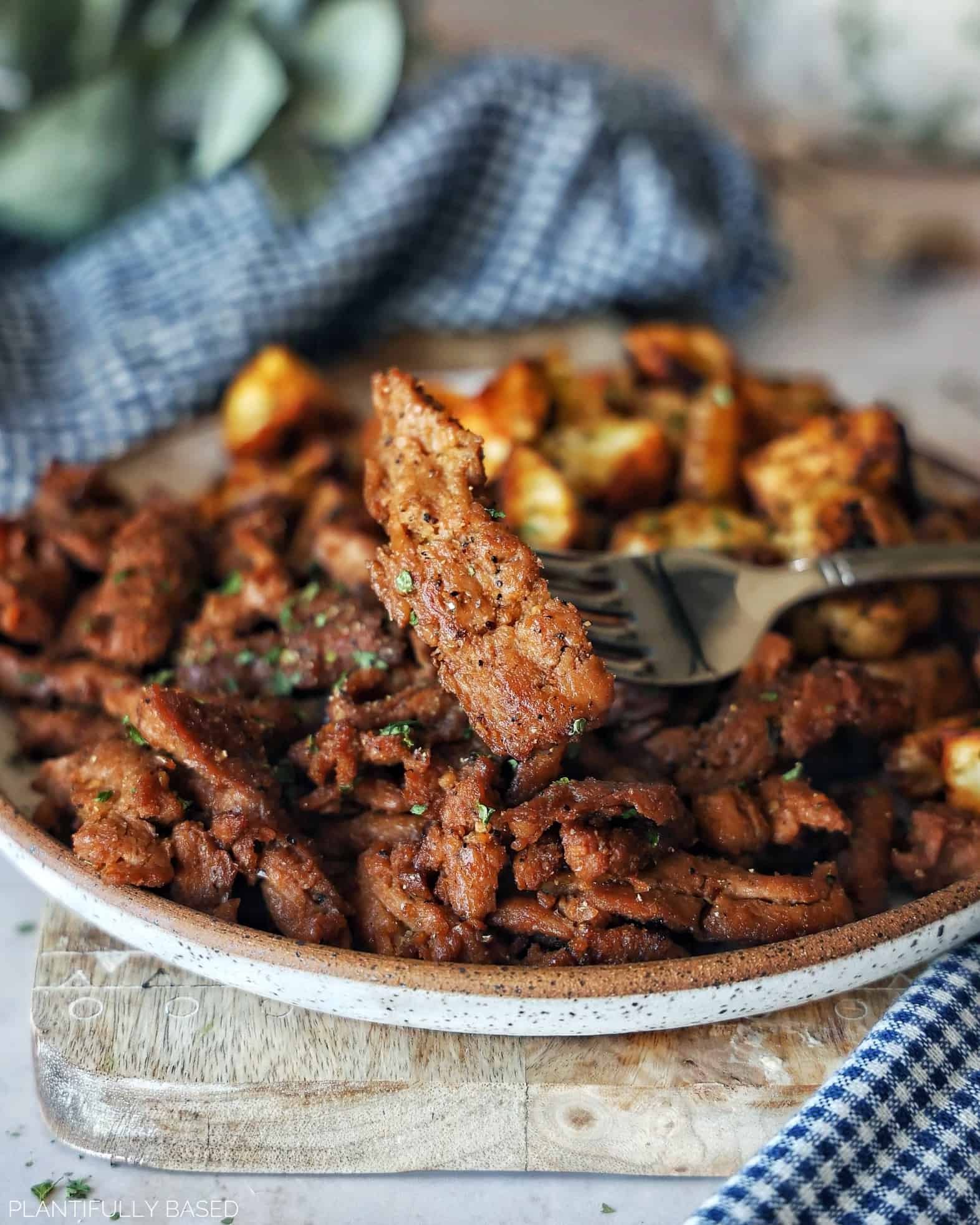 Easy Vegan Beef Strips - Plantifully Based