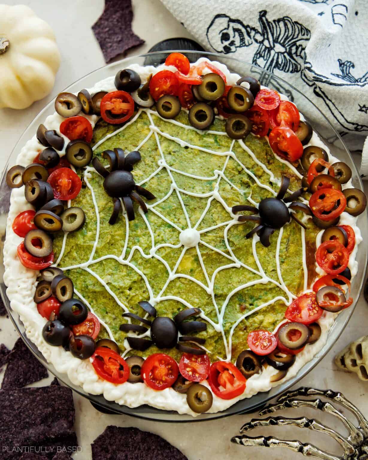 Adorable Spooky 7 Layer Dip (Vegan) - Plantifully Based